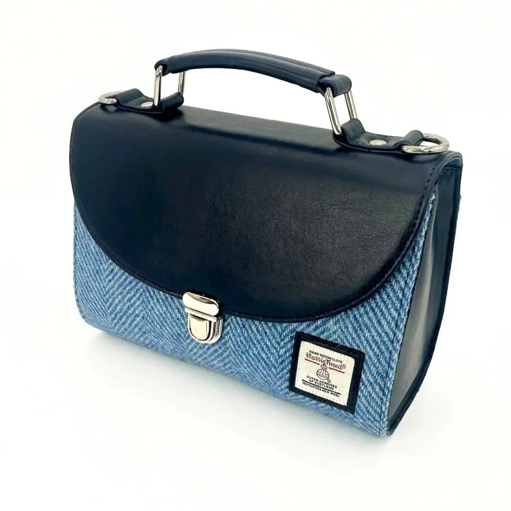 Harris Tweed Mini Day Bag - Sky Blue | Glasgow Life Shop